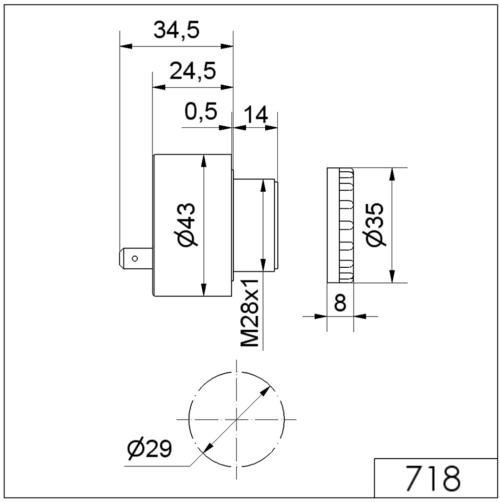 Ex Buzzer 718 24vDC ø43 x 48mm Zone 1&2 90dB(A) IP30 EExibIIC T4/T5/T6 ...